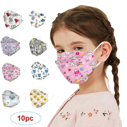 10pcs/lot 4 Layers 3d Kids Face Mask Korean Cartoon Pattern Fish Shape ...