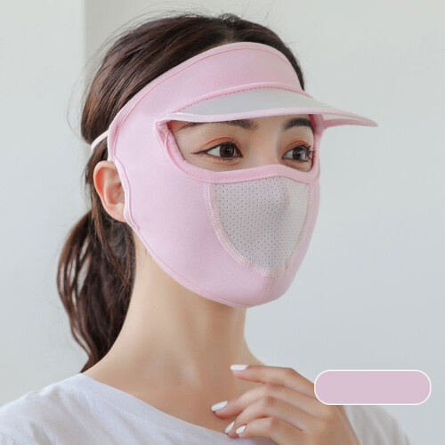 Full Cover Sunscreen Mask With Brim Ice Silk Breathable Face Covering UV Protection Visors For ...