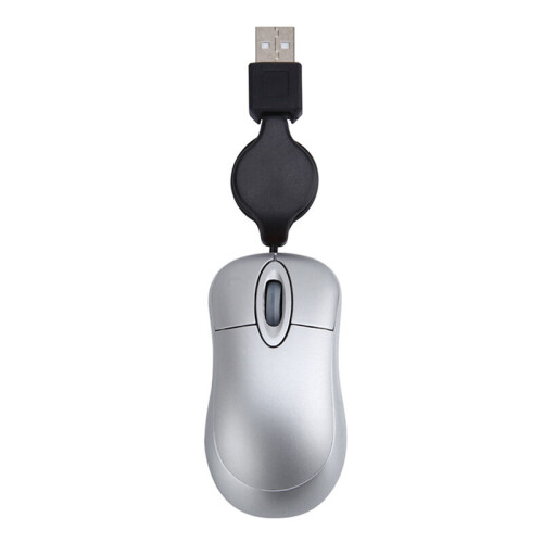 Mini USB Wired Mouse Retractable Cable Small Mouse 1600 Optical Travel ...
