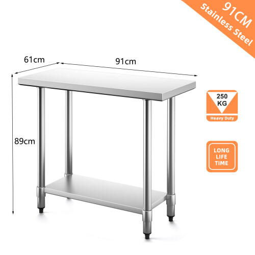 Kitchen Work Table Stainless Steel Preparation Table with Shelf on OnBuy
