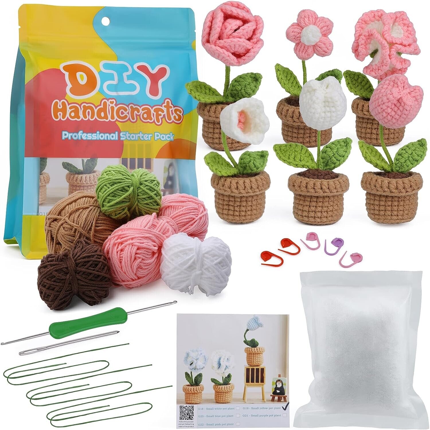 Crochet Kit,Crochet Kit for Beginners,Knitting Kit,Flower Crochet Yarn ...