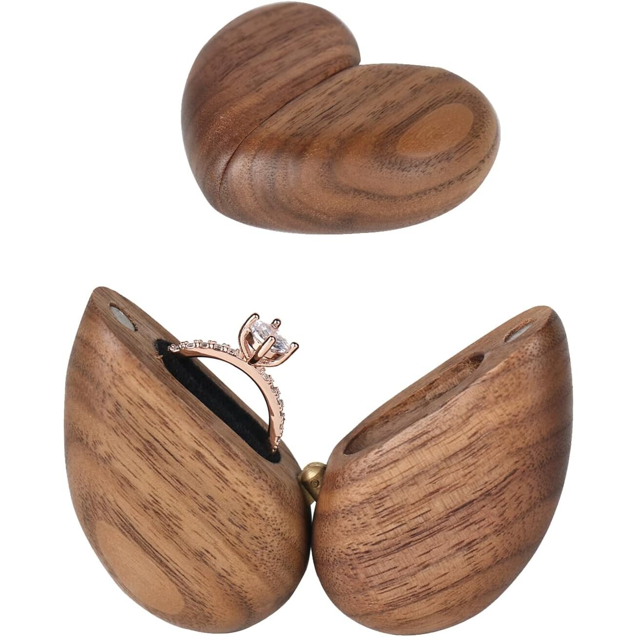 Wooden Ring Box for Wedding Ceremony, Small Heart Shaped Proposal ...