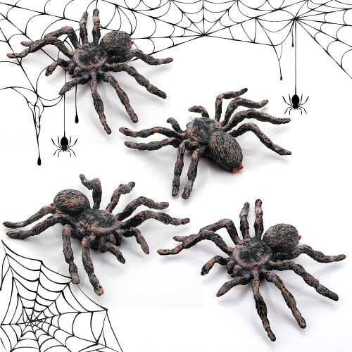 Realistic Spider Figures, 4 Pcs Spider Decorations Giant Spider Action ...