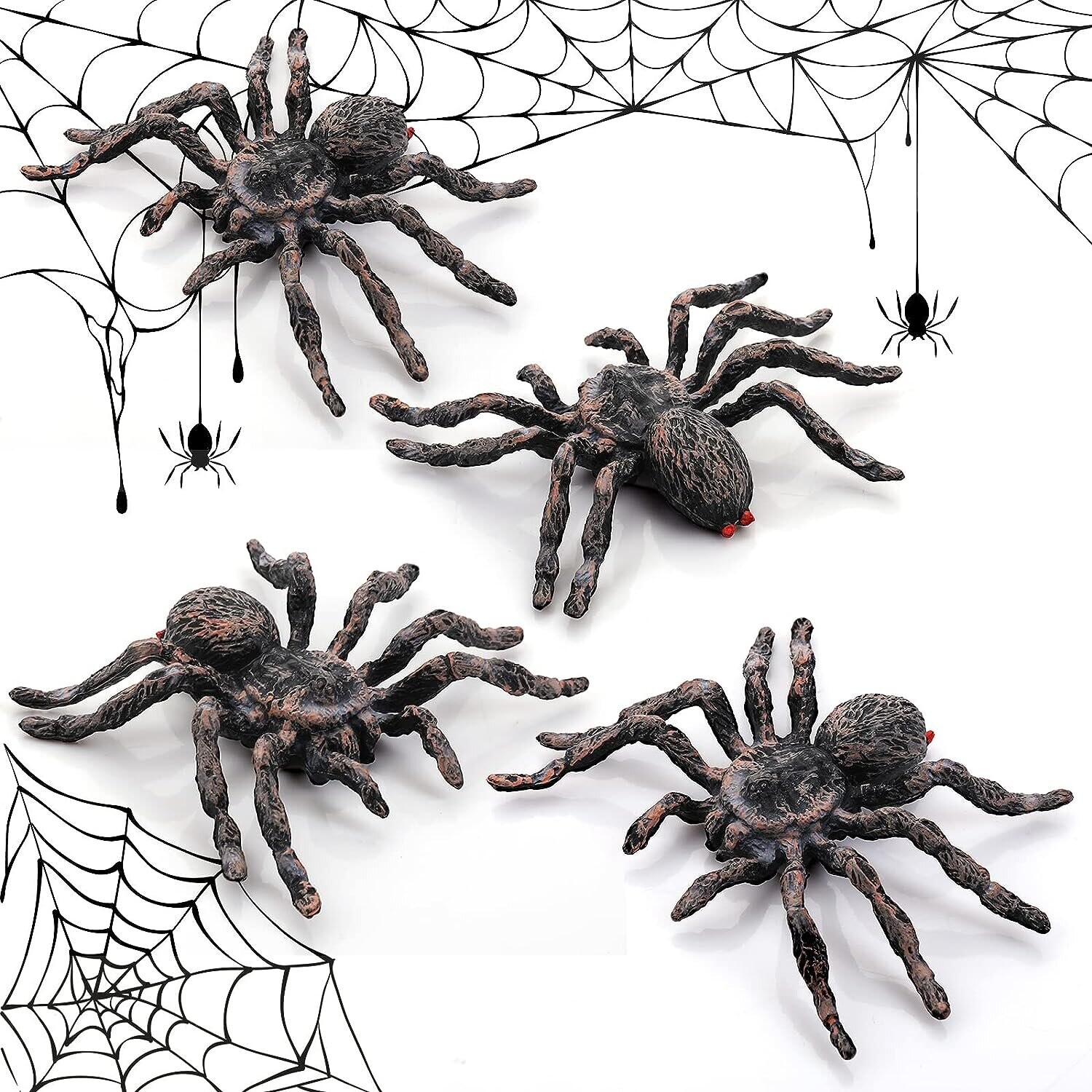 Realistic Spider Figures, 4 Pcs Spider Decorations Giant Spider Action ...