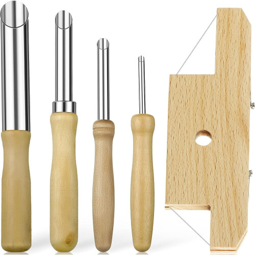 5 Pcs Pottery Clay Tools Set Includes Wood and Wire Bevel Cutter and 4 ...