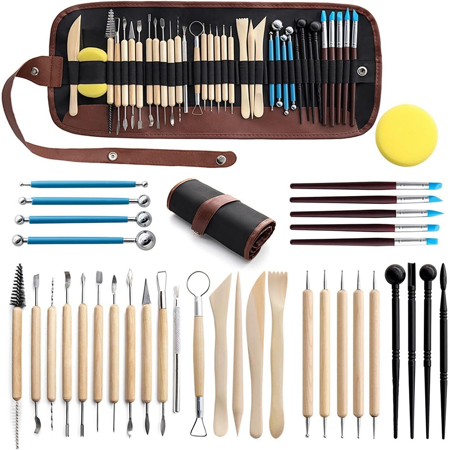 36 Pcs Pottery Clay Sculpting Tools Polymer Clay Tools, Wood Carving Tools Pottery Clay ...