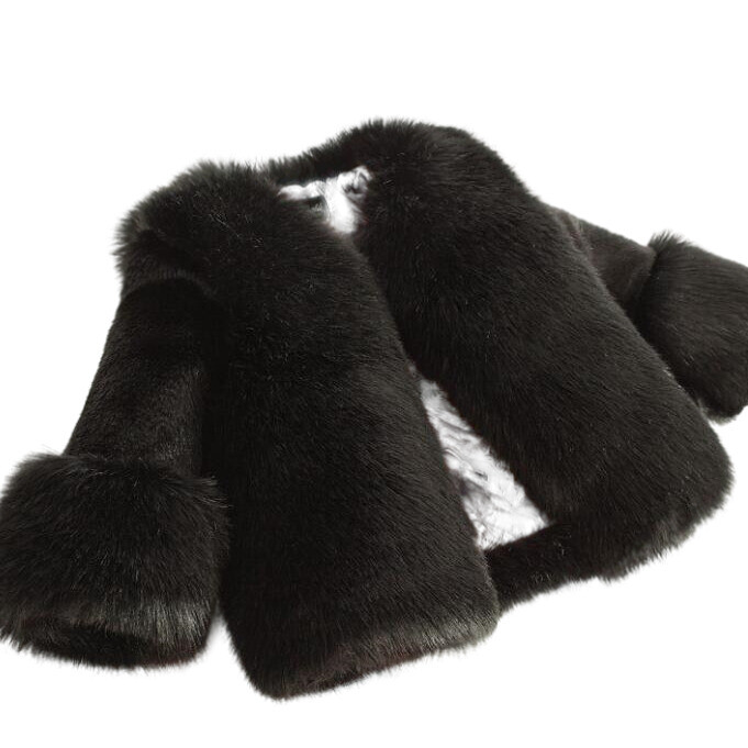 (Black, 7-8 Years) Kids girls Fox fur Coat jacket Winter Outwear UK on ...