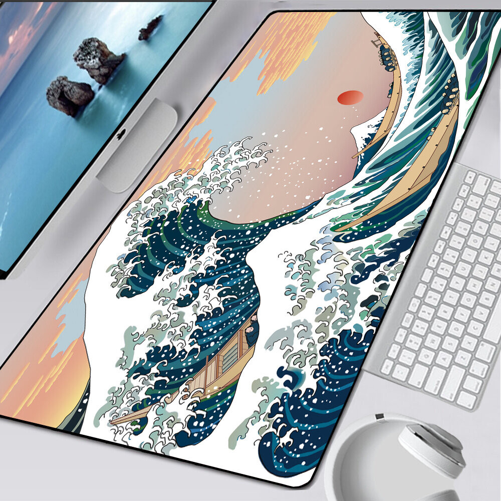 (a-15 800x400x2mm) XXL Great Wave Off Mouse Pad Art Large Overlock Edge ...