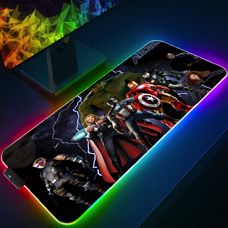 (a-The Avengers (30) 600x300x3mm) Marvel Iron Man RGB Mouse Pad Gaming Computer The Avengers ...