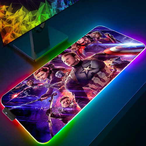 (a-The Avengers (15) 900x400x4mm) Marvel Iron Man RGB Mouse Pad Gaming ...