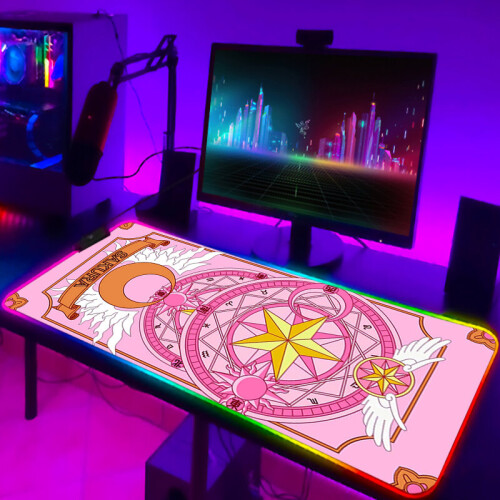 (a-HC007281 RGB 300x800x3mm) Large RGB Mouse Pad Gamer Pink Sailor Moon ...