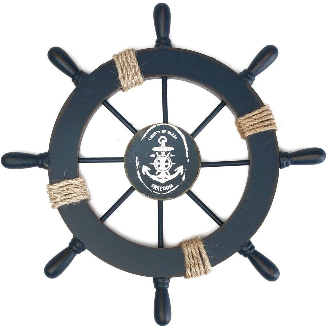 Pirate Rudder Wall Decor Wooden Ship's Wheel with Anchor on OnBuy