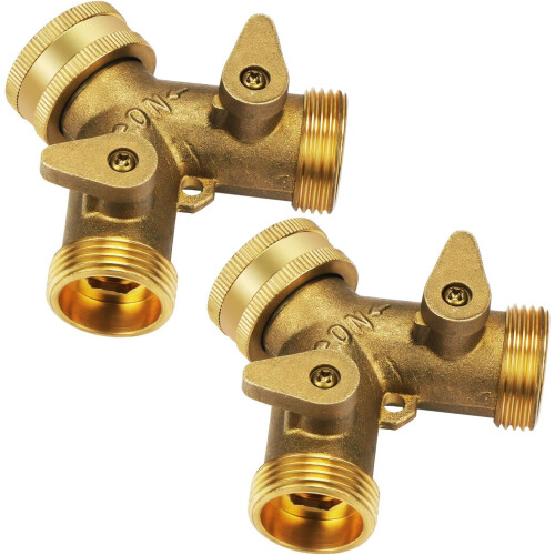 2 PCS 2 Way Y Splitter for Double Washing Machine Faucet Supply Hose, 3/4 Inch for Connecting 2 ...