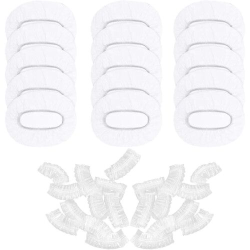 100pcs Disposable Ear Covers Clear Plastic Waterproof Ear Protection ...
