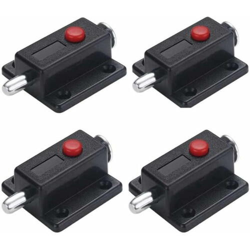 Set of 4 Automatic Spring Loaded Door Latch with Spring Button Black,GU ...