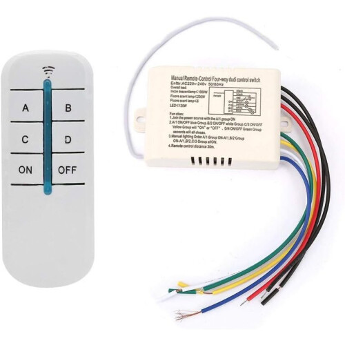 Wall Switch and Remote Control - 4 Way On/Off 220V Multifunction Wall ...