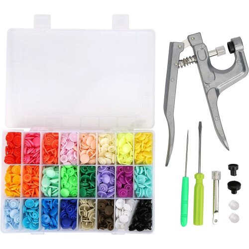 Plastic snaps, set of 360??snaps in 24 colors for tailors and beginners ...