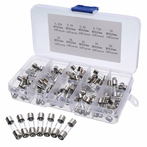 20 x 5mm Fast Blow Glass Fuse Set, Fast Blow Fuse Kit with Clear ...