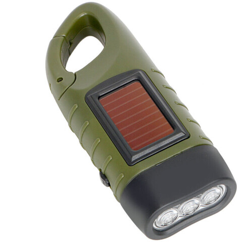 1 Piece Portable Solar Powered LED Flashlight with Dynamo Crank for ...