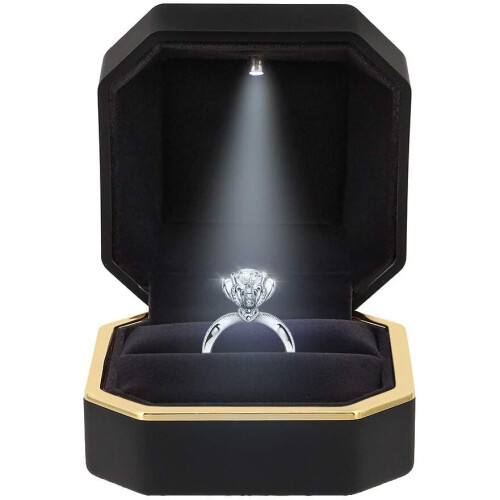 Proposal LED Light Ring Box Engagement Ring Case Velvet Jewelry Box ...