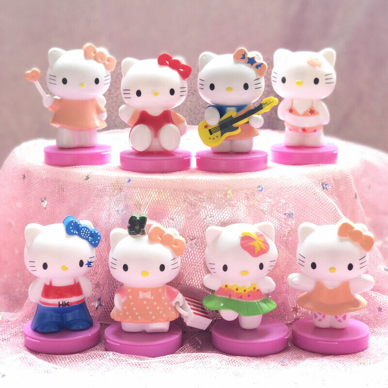 Hello Kitty 8pcsset Mini Figures Cute Cartoon Kt Miniatures Cake Gift ...