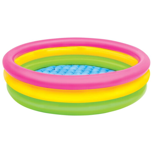 Intex Sunset Inflatable Pool Above Ground Pool with 3 Rings Paddling ...