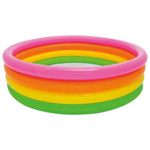 Intex Sunset Inflatable Pool Above Ground Pool with 3 Rings Paddling ...