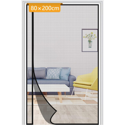 Mosquito Net Door Black 80x200cm Reversible Left and Right Side Opening ...
