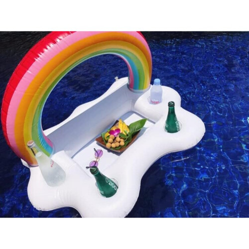 Inflatable rainbow beverage rack, swimming pool floating party ...