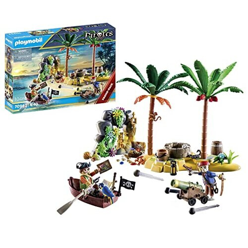 Playmobil 70962 Pirates Promo Pack Pirate Treasure Island with Rowboat ...