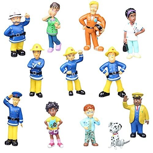 JPYH 12Pcs Fireman Cake Topper Fireman Minifigures Set Cupcake Topper ...