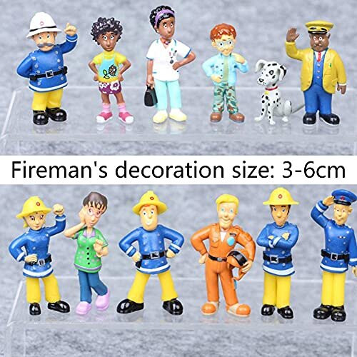JPYH 12Pcs Fireman Cake Topper Fireman Minifigures Set Cupcake Topper ...