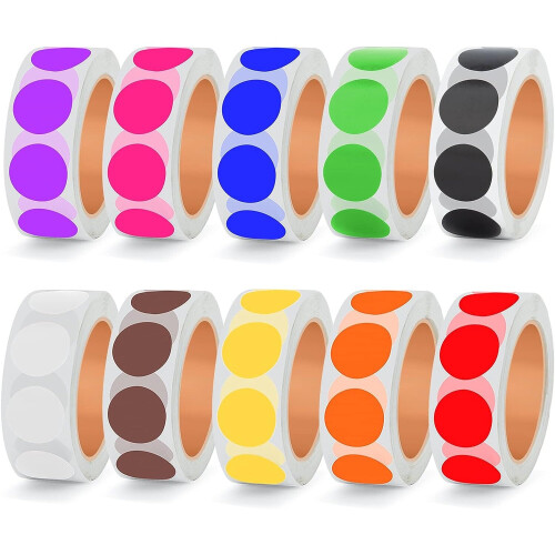 3/4 Inch Solid Round Color Coding Labels Roll, Self-Adhesive Circle Dot ...