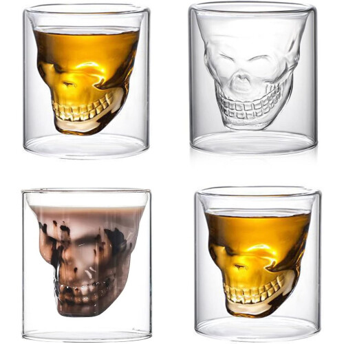Crystal Skull Shot Glasses Double Wall Glass Cup, Funny Crystal ...