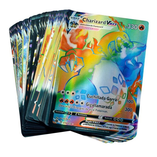 (50VMAX 10V) 60-300Pcs Pokemons Pikachu Card Spanish VMAX GX EX Rainbow ...