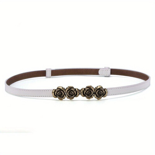 Vintage Metal Rose Decor Girdle Solid Thin Belt Waistband Decorative ...