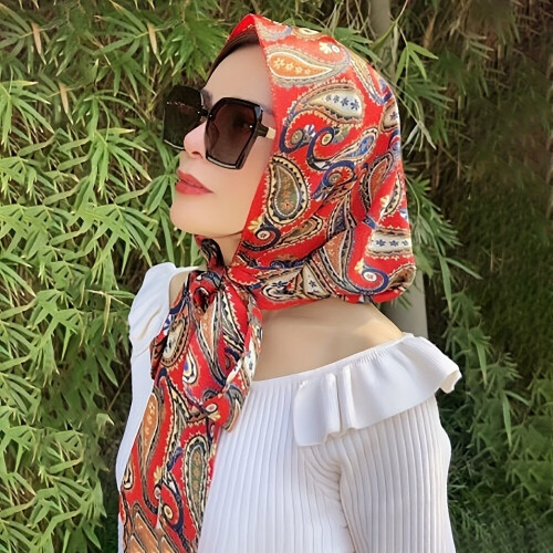 Vintage Lace Up Head Scarf Hijab Paisley Print Head Wrap Soft Long ...