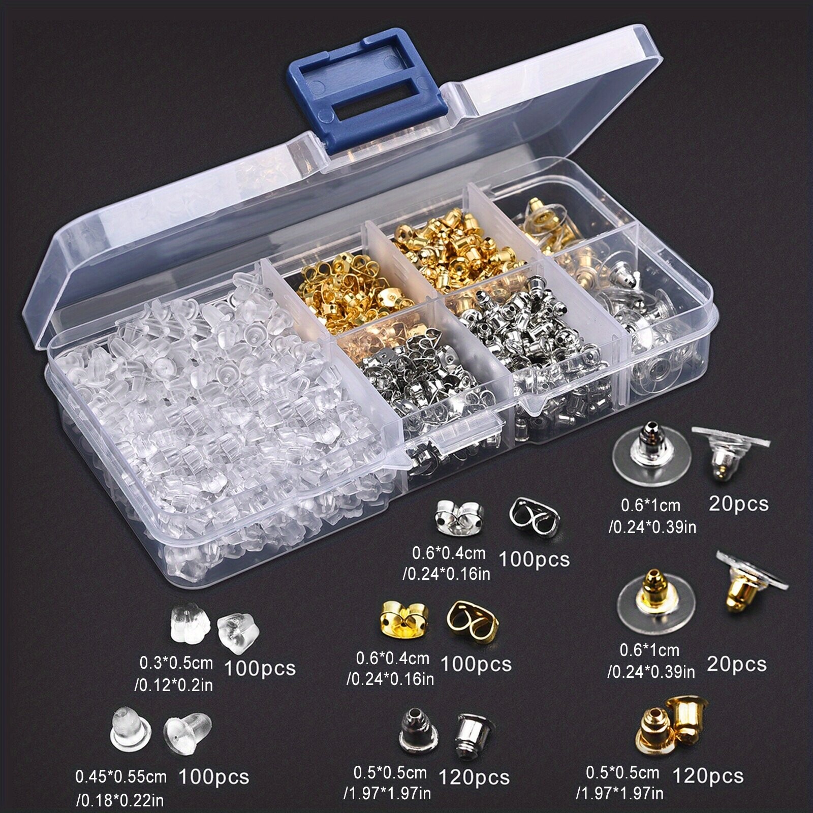 10compartments box Styles Ear Stopper Earring Backs Replacements ...