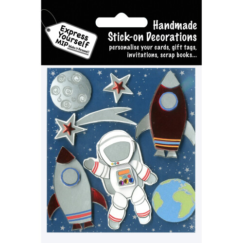 Rocket & Spaceman DIY Greeting Card Toppers Stick-On Craft Decorations ...