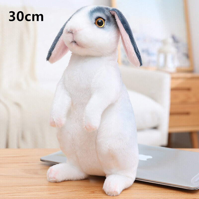 (sitting gray 30cm) Simulation Soft Lop Eared Rabbit Realistic Soft ...