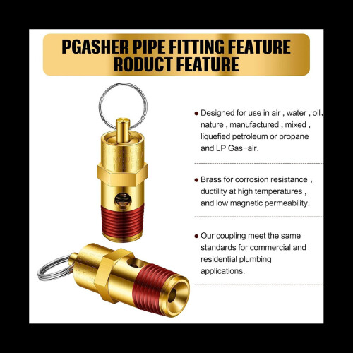 4 Pieces 1/4 inch Male NPT Safety Valve Pressure Relief Valve Air ...