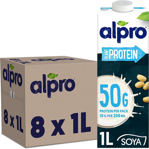 Alpro Soya High Protein Plant-Based Long Life Drink 1L, Vegan & Dairy ...