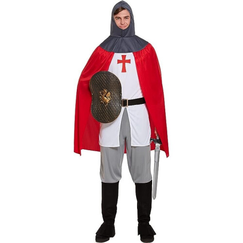 Adults Medieval English Knight St George England Fancy Dress Costume on ...