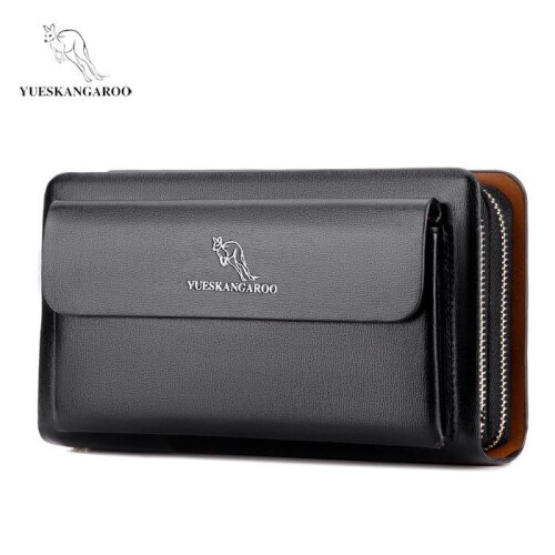 Double Zipper Men Clutch Bag Leather Long Purse mens Organizer Wallet ...