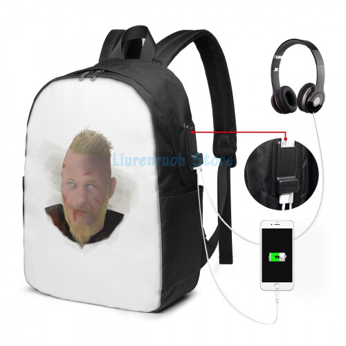 Funny Graphic print Ragnar Lothbrok USB Charge Backpack men School bags ...