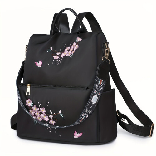 Floral Embroidered Backpack Purse Convertible Anti Theft Daypack Womens ...