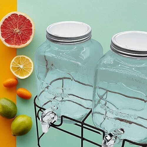 2 X 4L Glass Water Dispenser with Metal Wire Stand: A Stylish and ...