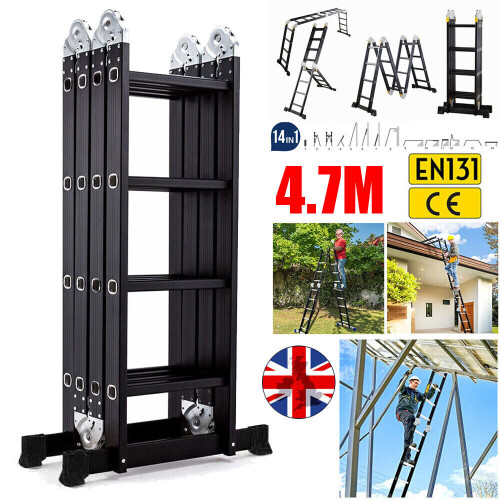 14 IN 1 Multi-Purpose Aluminium Combination Folding Ladder Foldable 4 ...