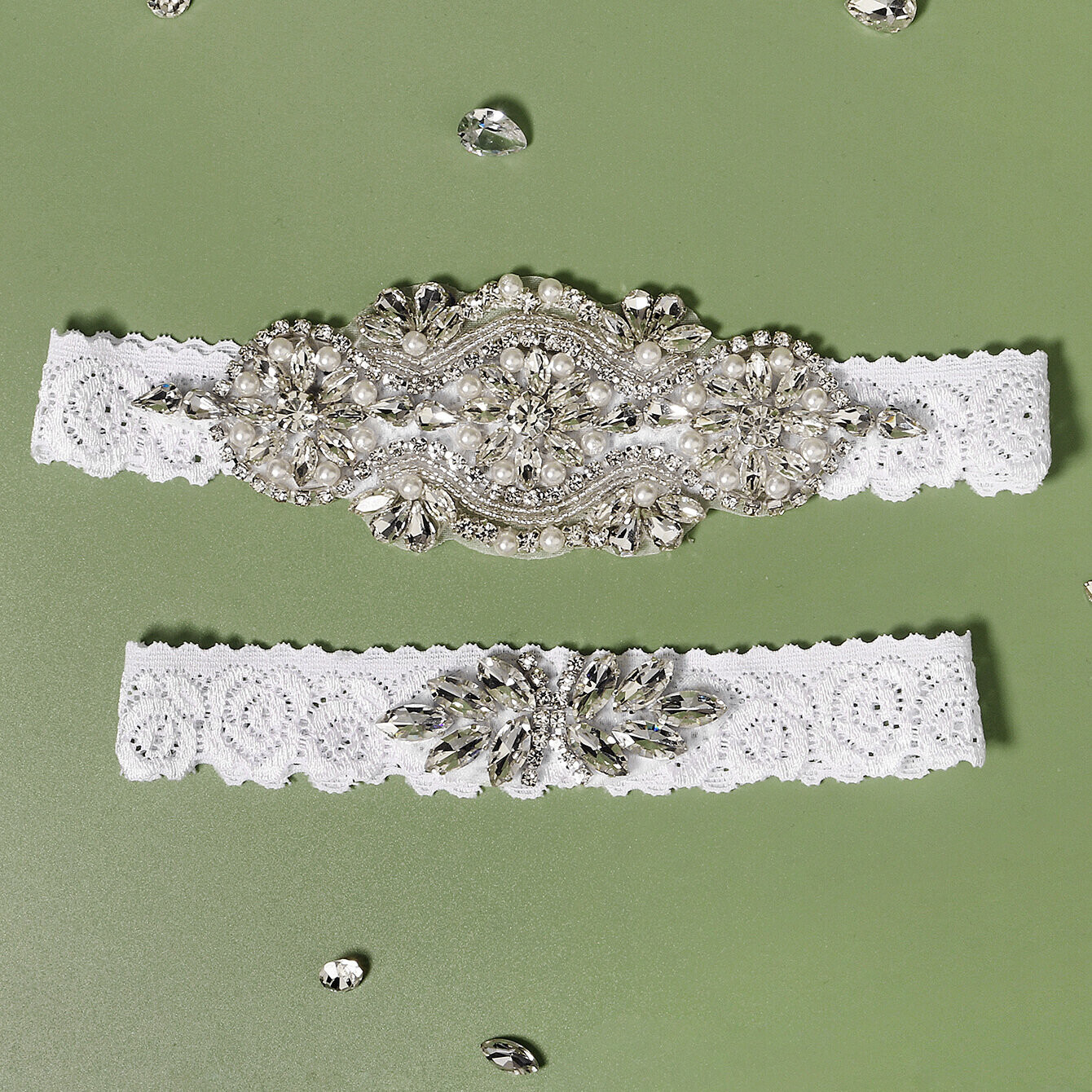 Faux Pearl And Rhinestone Garter Wedding Garter Belt With Toss Garter ...