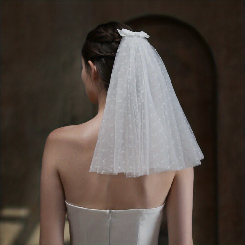 Polka Dot Head Veil With Comb Double Layer Head Veil Satin Bowknot Head ...